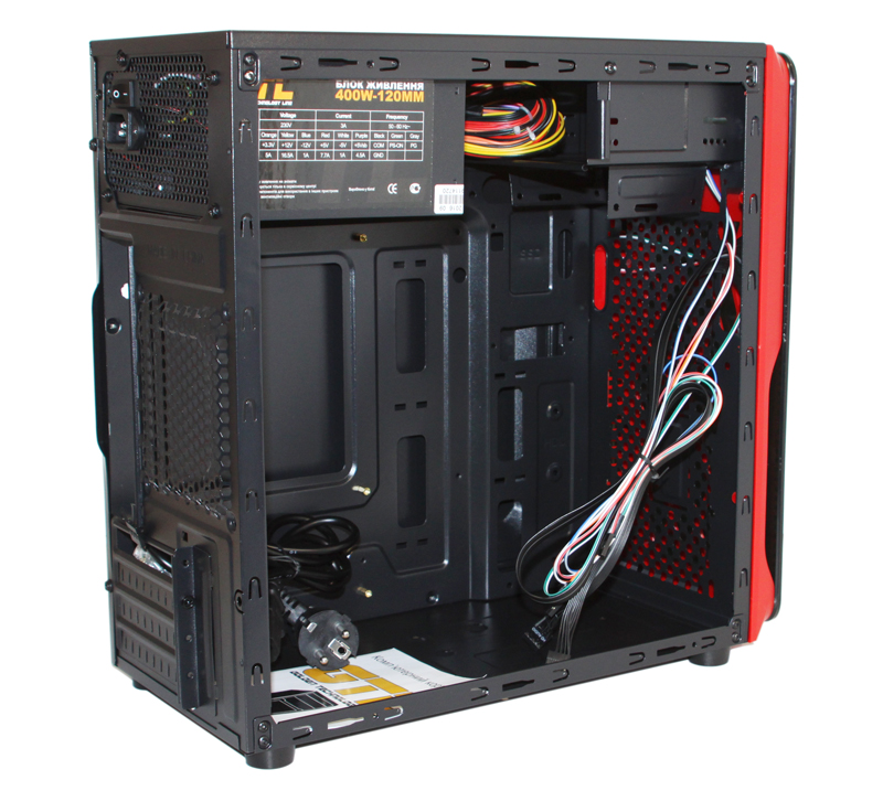 Корпус GTL Micro B-RD Black/Red, 400W, 120mm, Micro ATX, 2 x 3.5mm ...